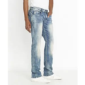 Buffalo David Bitton Men's Relaxed Straight Driven Jeans, Sandblasted Blue Wash Indigo, 34W x 32L