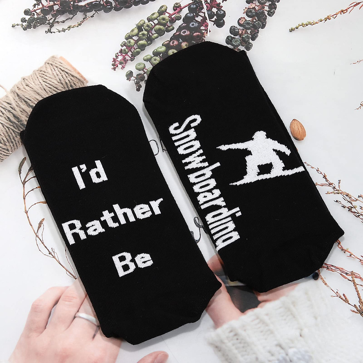 G2TUP Skiing Socks Skier Gift Snowboarder Casual Socks for Snowboarding Lovers I’d Rather Be Snowboarding (Skiing Socks)