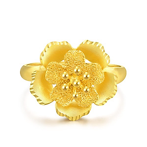 CHOW SANG SANG 999.9 24K Solid Gold Price-by-Weight 7.11g Gold Flower Ring for Women and Wedding Occasion 86577R | Size Adjustable