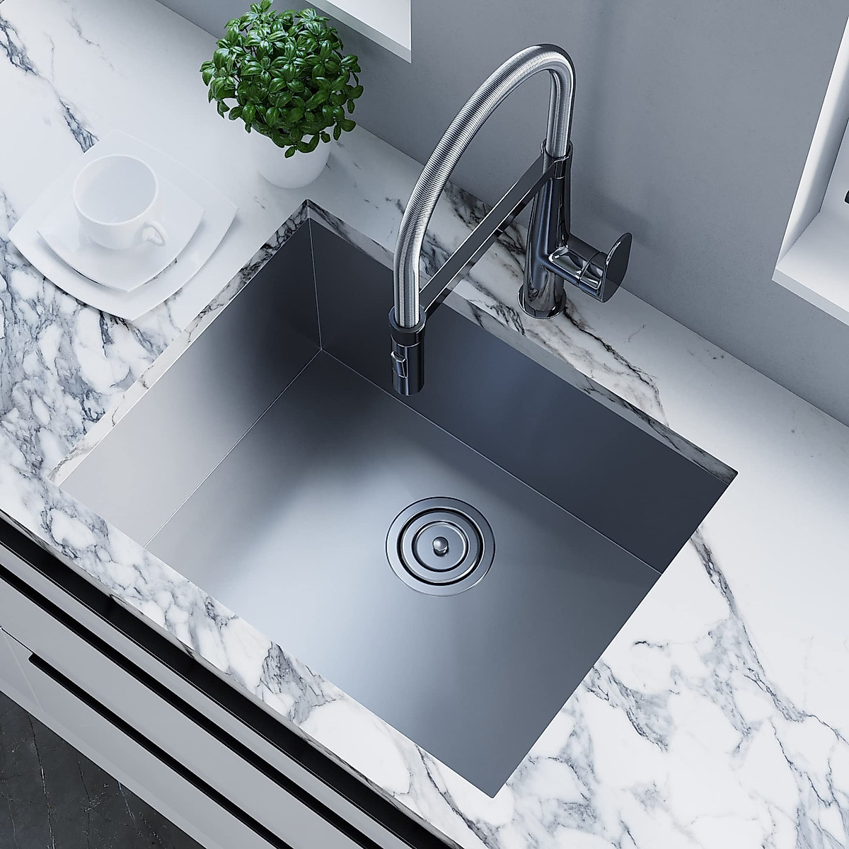 Dowell Undermount Single Bowl Stainless Steel Kitchen Sink Handcrafted Series (18 Gauge 6002 2318C)