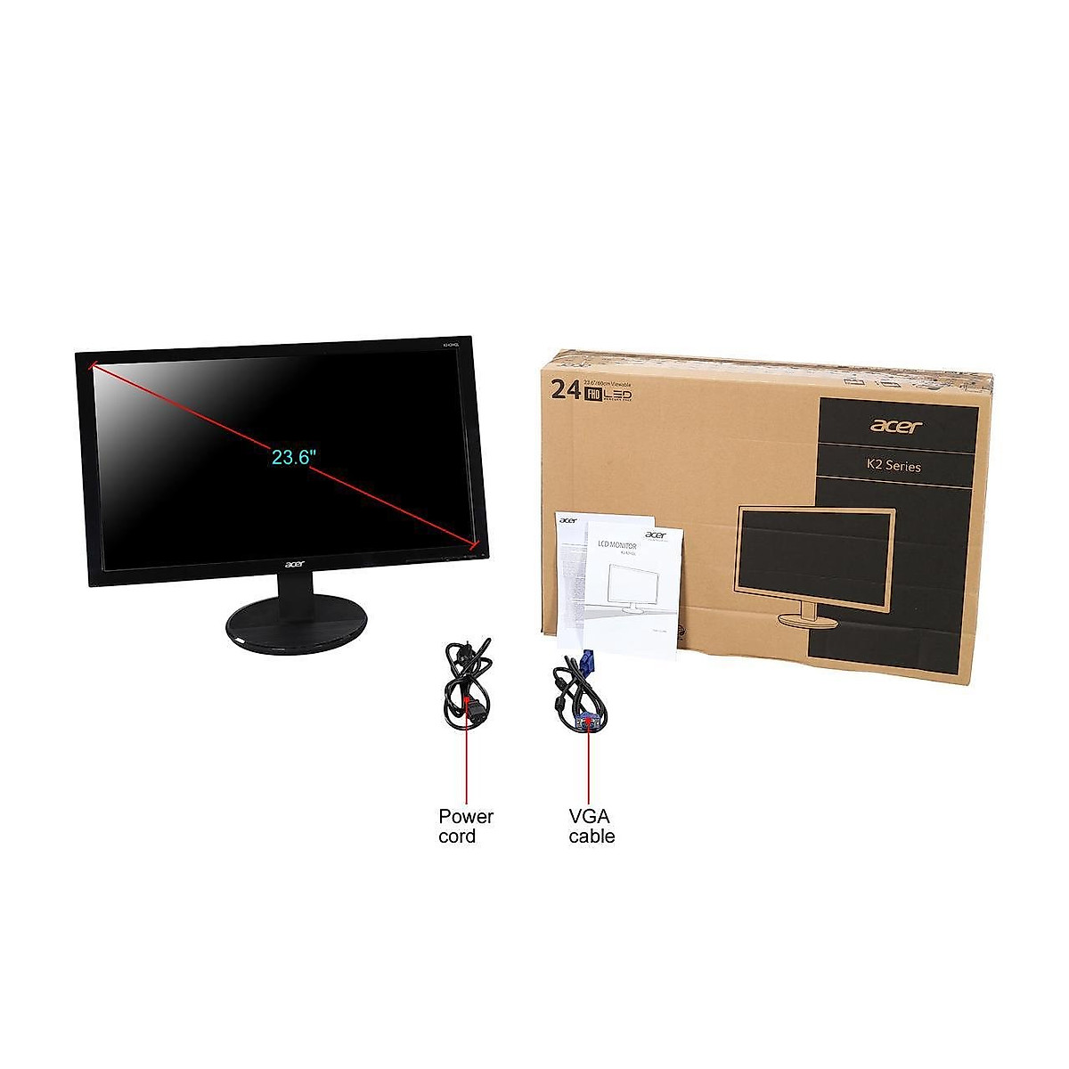 Acer K Series LCD,K242HQL Cbid,24inch Wide (23.6inch viewable) ,1920 x 1080,1000