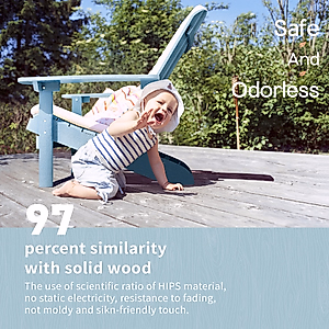 YEFU Adirondack Chair Plastic Weather Resistant, Patio Chairs, Looks Exactly Like Real Wood, Widely Used in Outdoor, Fire Pit, Deck, Outside, Garden, Campfire(Blue)