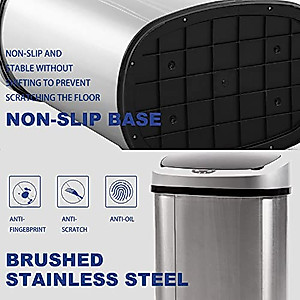 13 Gallon / 50 Liter Trash Can Automatic Garbage Can with Lid for Kitchen Bathroom Bedroom Home or Office High-Capacity Brushed Stainless Steel Touch Free Waste Bin