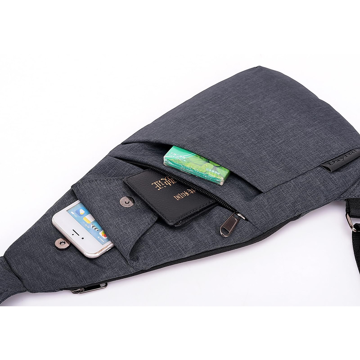 Wytidian Sling Bag Anti-Thief Crossbody Bag for Men Women Lightweight Personal Pocket Chest Bag for Travel Hiking Camping (Dark Grey)