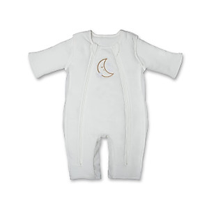 Baby Brezza 2-in-1 Double Zipper Baby Sleepsuit - Unique Swaddle Transition Sleepsuit - Breathable with Mesh Panels - Converts from Sleepsuit to Sleep Vest, 3-6 Months, Cream