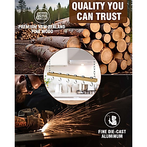 Cooks Standard NC-00269 Standard, Single Bar, 36-Inch Ceiling Mounted Wooden Pot Rack, Brown