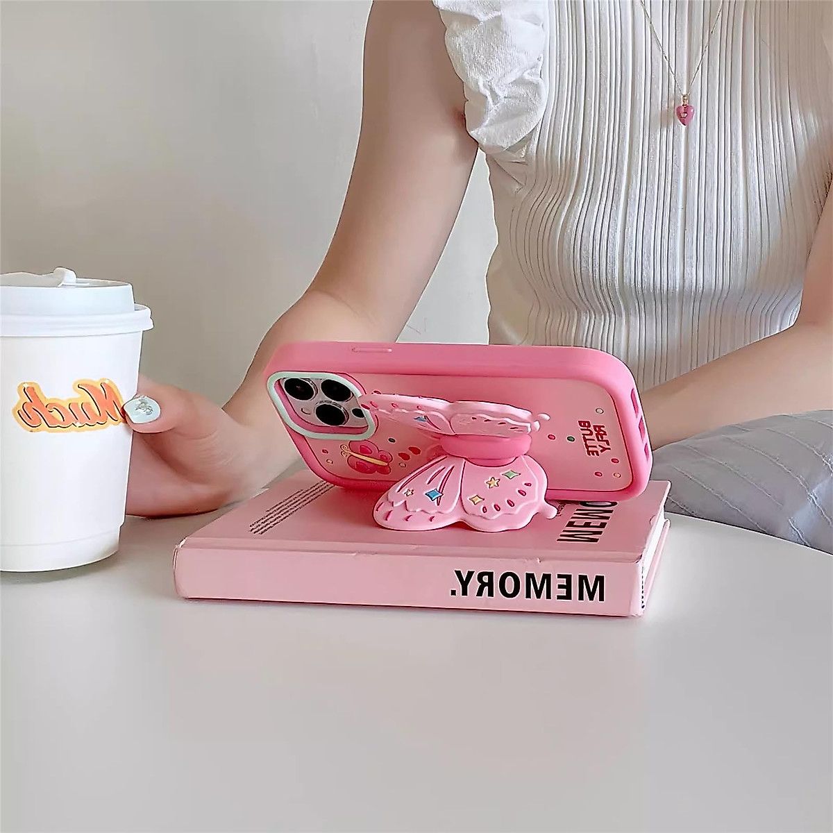 15 Pro Max Case for iPhone 14 Pro Max Case Cute iPhone 15 Pro Max Case with Kickstand 3D Butterfly Silicone Girls Women Phone Cases Cover Lens Shockproof Protector for iPhone 14 Pro Max (14 Pro Max)