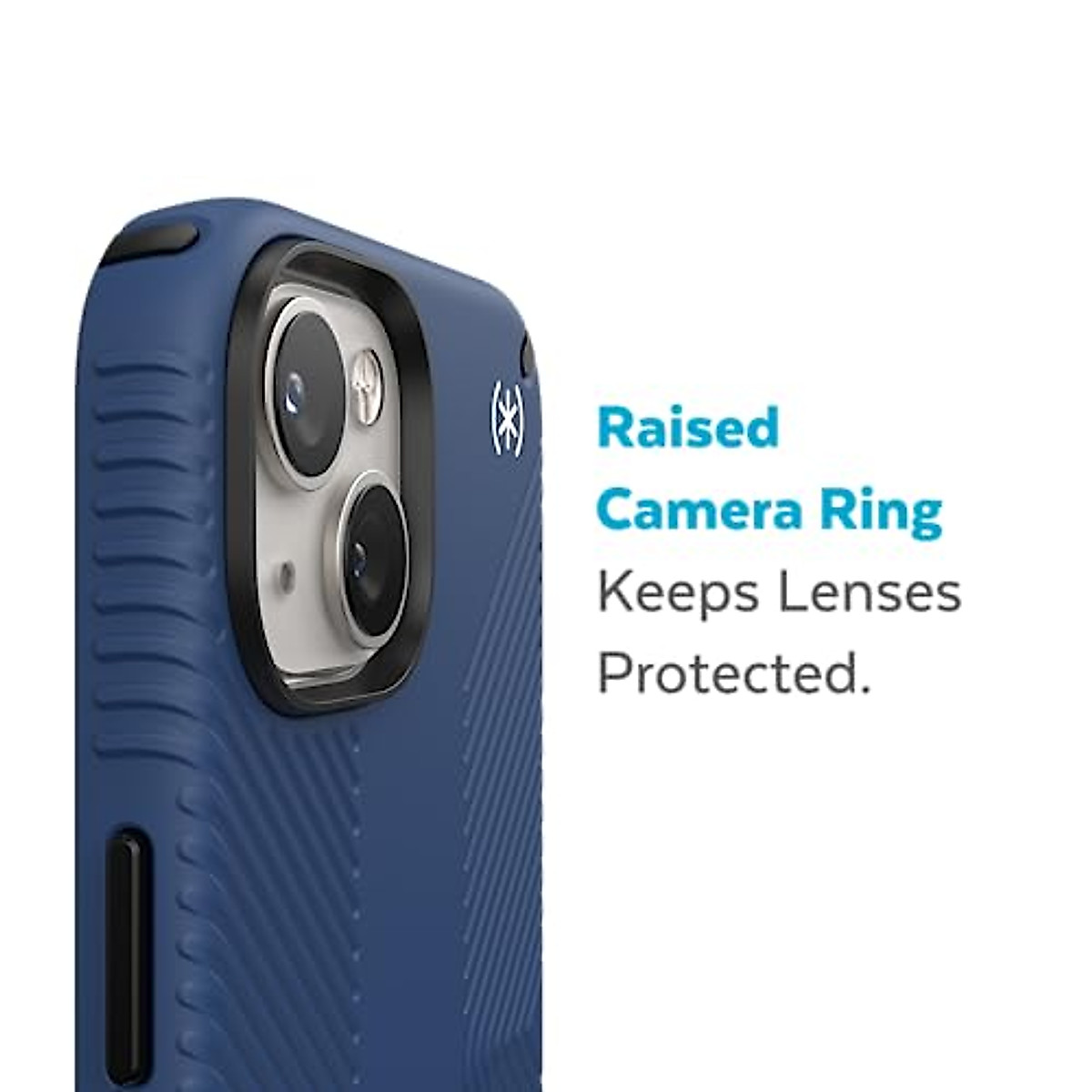 Speck iPhone 14 Plus Case - Drop Protection, Scratch Resistant, Dual Layer Slim Phone Case for 6.7 Inch iPhones 14 Plus - Built for MagSafe - Presidio2 Grip - Coastal Blue/Black/White
