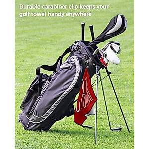 Golf Towel Merry Christmas Quotes Red,Waffle Pattern Microfiber Club Cleaner Golf Towels with Carabiner Clip for Women Men Dad,Black White Word Art Golf Towel for Golf Bags Accessories,24x16in
