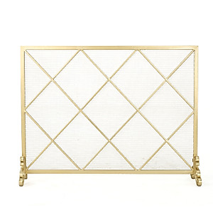 Christopher Knight Home Howell Single Panel Iron Fireplace Screen, Gold