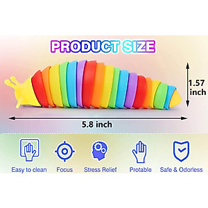 Fidget Toys Slug ,Sensory Slug Fidget Toy for Kids ,Toddler Sensory Toys,Stress Relief Toy,ADHD & Autism Fidget Toys,Preschool Boy Girl Gifts Idea,Goodie Bag Stuffers(6PCS)