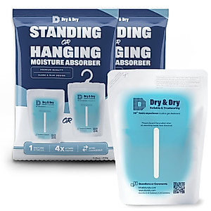 Dry & Dry 8 Packs Standing Moisture Absorbers to Control Excess Moisture for Basements, Closets, Bathrooms, Laundry Rooms - Moisture Absorbers Moisture Absorbers