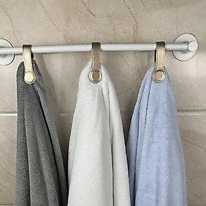 Prriudy 3 Pack Leather Towel Clips Bath Towels Hooks with Magnets Kitchen and Bathroom Accessory (Champagne, 3 Pack)