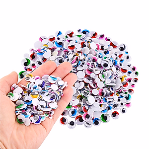 CCINEE 500 Pieces 6-12 mm Wiggle Eyes Multi Color Googly Eyes with Self Adhesive Eyelash Googly Eyes for Craft Making
