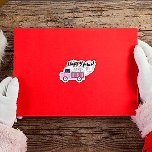 Muminglong Thank You Sticker, Small Business, Handmade Sticker, 500 PCS (Happy Mail Truck, Yellow, Cartoon Truck Style)