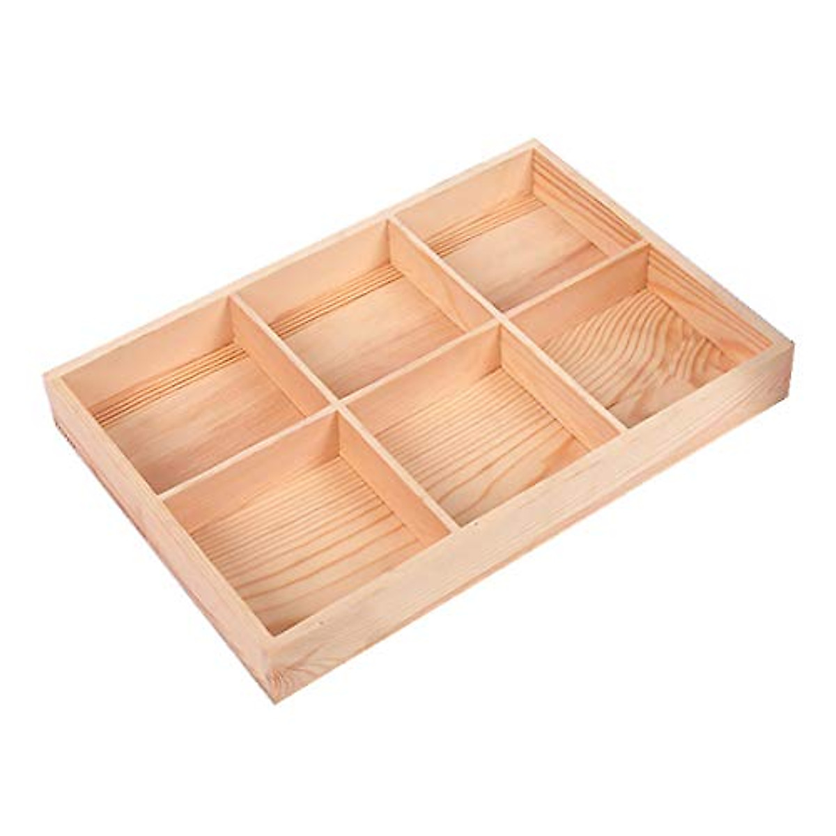 Rustic Compartments Wooden Divided Boxes Succulents Flower Pot Desktop Storage Box Holder Home Balcony Organizer, Wood Display Tray for Crafts, Jewelry, Ornaments (6 grids)
