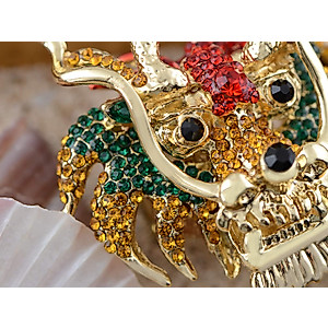 Alilang Multicolor Rhinestone Crystal Lunar New Year Chinese Zodiac Eastern Dragon Lion Head Ring