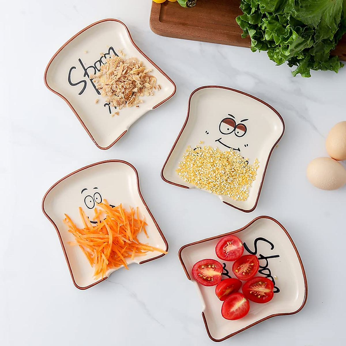 Misijuer Ceramic Stable Spoon Rest, Extra Large Spoon Holder for Kitchen Counter/Counter top/Stove Top, Dishwasher Safe, Cute Toast Kitchen Decor & Accessories, Spoon Me