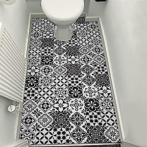 Peel and Stick Floor Tile Black and White Vinyl Flooring 7.87in X 7.87in Peel and Stick Tiles for Kitchen Bathroom, 10 Different Pattern