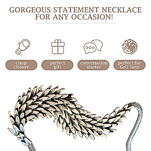 House of the Dragon- Daenerys Targaryen Costume, Game of Thrones Merchandise, Mother of Dragons, Khaleesi - Perfect Game of Thrones Merch for Women and Teens - Necklace Size: 17.5 inches x 1.5 inches
