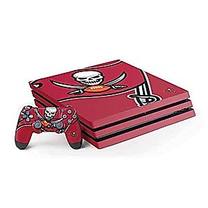 Skinit Decal Gaming Skin Compatible with PS4 Pro Console and Controller Bundle - Officially Licensed NFL Tampa Bay Buccaneers Large Logo Design