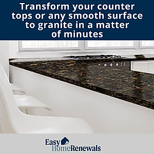 Instant Granite Countertop Vinyl Laminate Sheet | Peel & Stick | Durable Self-Adhesive Paper Resists Heat, Stains, Water | Kitchen & Bath | 36” x 72” | Granite Design | Black (6ft)