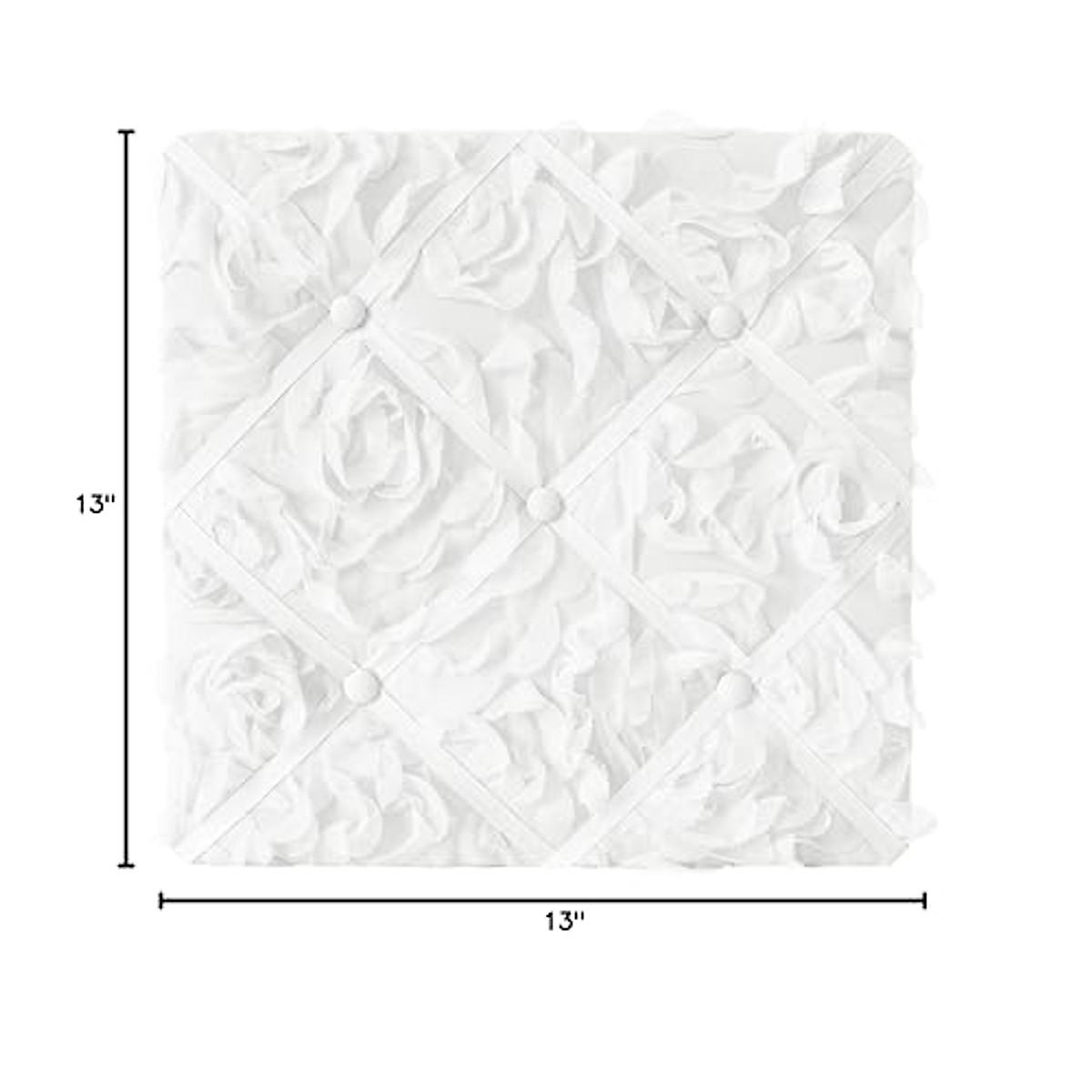 Sweet Jojo Designs White Floral Rose Fabric Memory Memo Photo Bulletin Board - Solid Flower Luxurious Elegant Princess Vintage Boho Shabby Chic Luxury Glam High End Roses