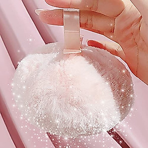 Eugeneq Highlighter with Cute Peach Shaped Plush Puff Body Face Highlighting Powder Multi-Use Cosmetic-High-gloss Beauty Powder with Glitter