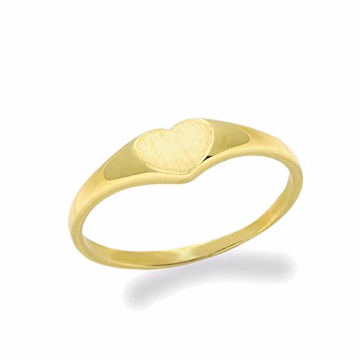 DoubleAccent 14K Gold Ring Plain Heart Yellow Gold Ring Size 2 To 5