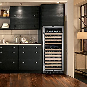 Whynter BWR-0922DZ 92 Built-in or Freestanding Stainless Steel Dual Zone Compressor Large Capacity Wine Refrigerator Rack for Open LED Display, Dark Grey-92 Bottle, Dark Grey