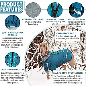 Bonaweite Warm Dog Coat, Waterproof Dog Winter Jacket for Large Medium Small Dogs, Dog Fleece Vest Dog Snowsuit Dog Cold Weather Coat, Doggy Sweater Hoddies Apparel Dog Coat with Harness Built in