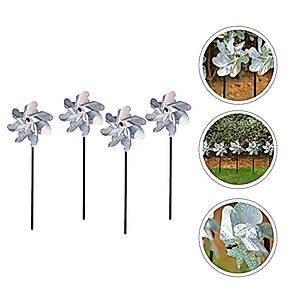 generic 4pcs Reflective Pinwheels Birds Deterrent Bird Devices Bird Windmill High Reflection Pinwheels Bird to Keep Bird, Pigeons, Seagulls Away Garden