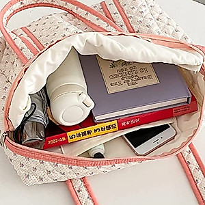 AMAPT Cotton Tote Bag Shoulder Bag Handbag Satchel Purse Cute School Bag (Color : A02-floral Print)