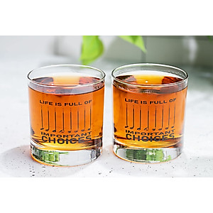 JEM GLASS Life is Full of Important Choices - Golf Whiskey Glasses - Set of 2 - Dishwasher Safe Print - Funny Golf Presents for Men, Women, Dad, Mom, Husband, Wife, Him, and Her