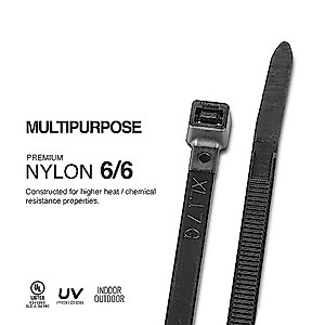 TR Industrial Multi-Purpose UV Resistant Black Cable Ties, 4 inches, 100 Pack