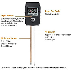 3-in-1 Soil Garden Plant PH Water Light Testing Monitor Moisture Meter Tester