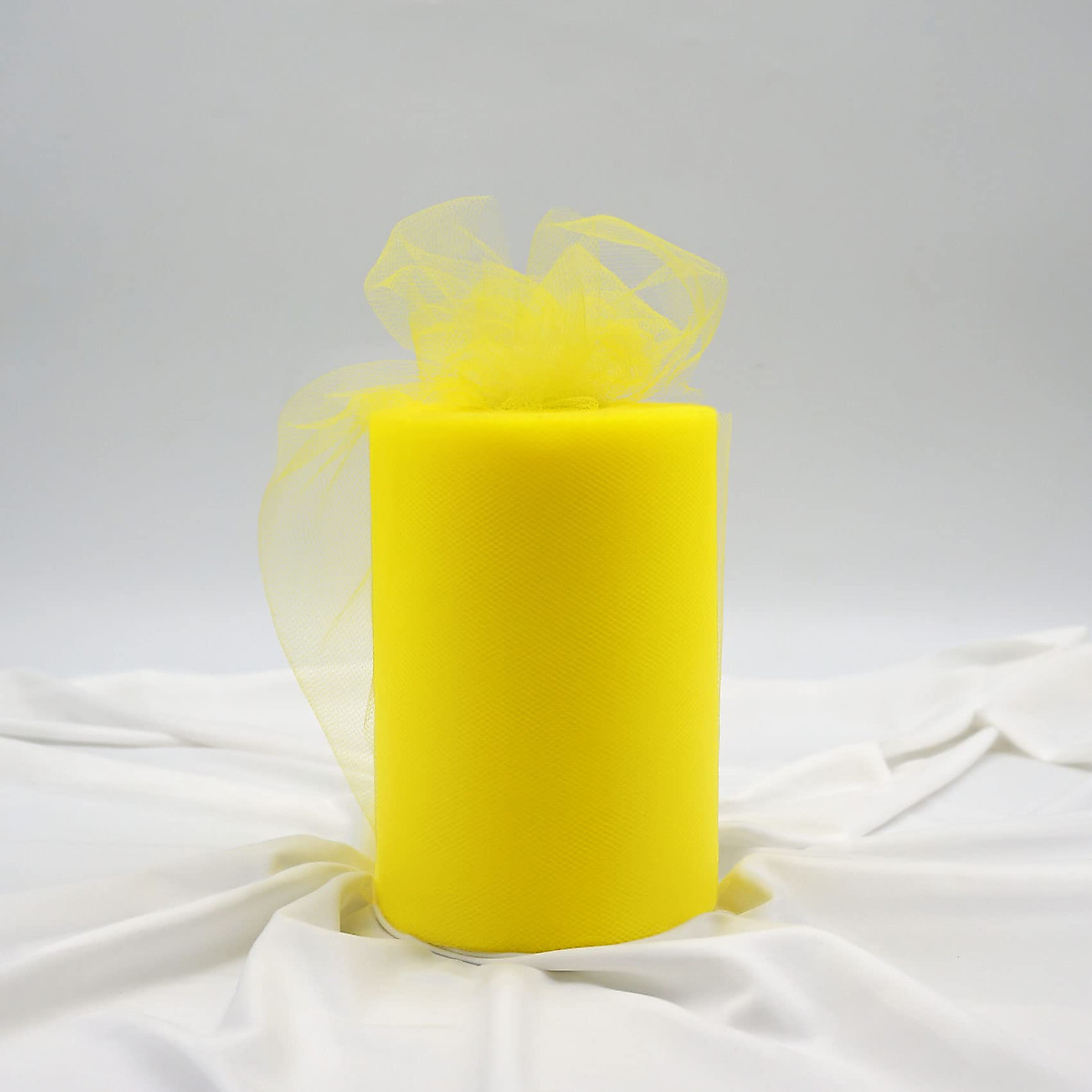Yellow Tulle Fabric Roll 6 Inch X 300 FT (100 Yards) Matte Tulle Ribbon Netting Mesh Spool for DIY Tutu Skirt Wedding Bow Gift Wrapping Baby Shower Christmas Party Halloween Decorations