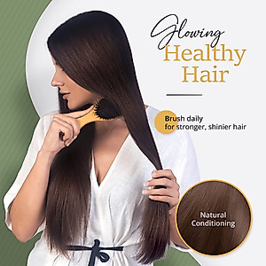 Premium Boar Bristle Hair Brush for Thick Hair Set. Hairbrush for Women With Thick, Long or Curly Hair. Restores Hair's Shine and Health. Comb, Travel Bag & Spa Headband Included