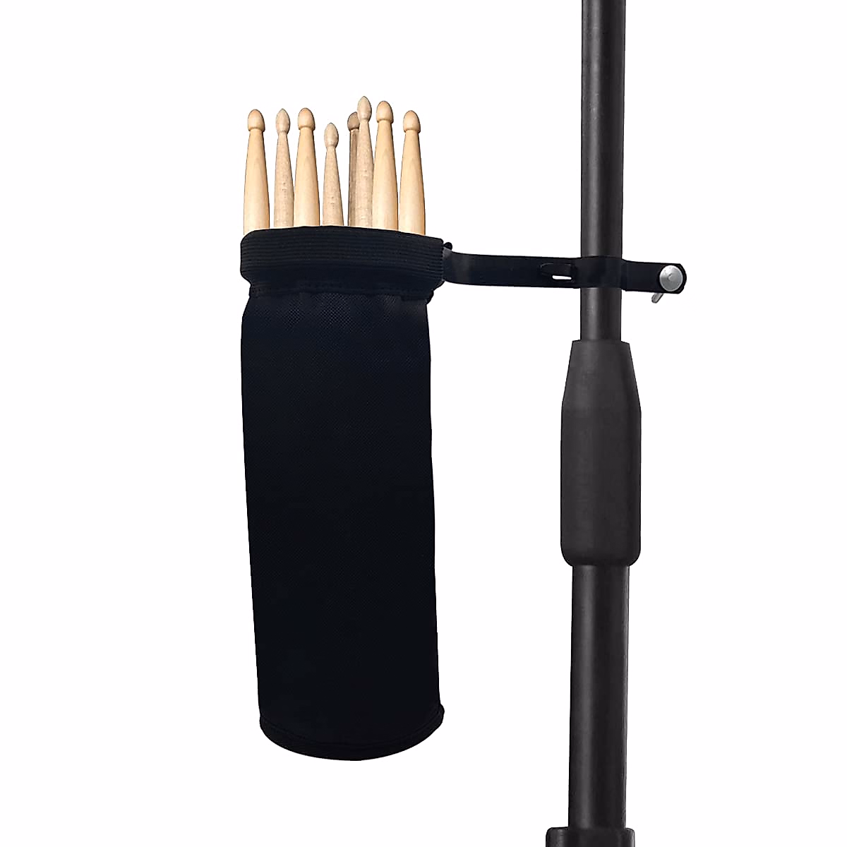 Drumstick Container Bag, Drum Stick Holder Drumstick Nylon Bag for Drum Set Clamp on Stick Holder Bag Container(black)