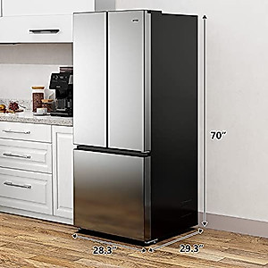 Galanz GLR16FS2D08 3 French Door Refrigerator with Bottom Freezer & Adjustable Thermostat, 16 Cu Ft, Stainless Steel