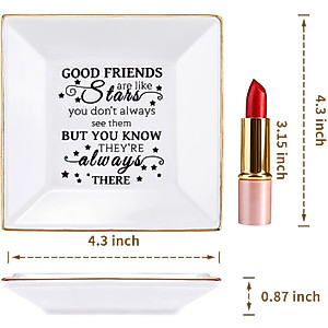 Kaidouma Friend Gifts for Women - Ceramic Ring Trinket Dish Jewelry Tray - Birthday Christmas Gifts for Her Best Friends Female - Friendship Gifts for Women Friends - Good Friends are Like Stars Gift
