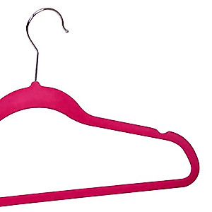 Velvet Clothes Hangers (Pack of 10), Fuchsia, by Home Basics | Hangers for Tops, Jackets, Dresses, and Pants | Contoured with Notches | Ultra-Thin Space Saving Clothes Hangers with Rotating Hooks