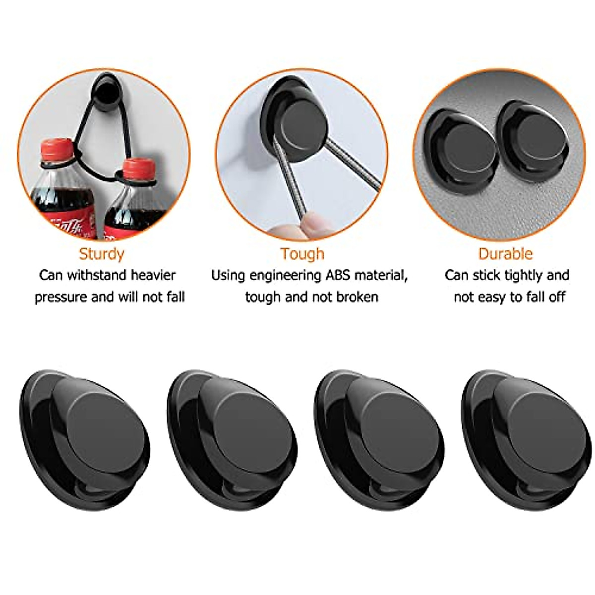 YUENTOEN Car Mini Hooks - Auto Adhesive Hooks, 4Pcs ABS Strong Adhesion Car Storage Hooks Stick on Dashboard Automotive Interior Accessories for Earphones Charging Cables Keys Bags Purse Towel Hat