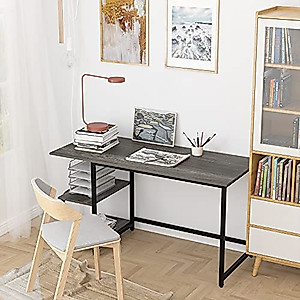 Teraves Reversible Computer Desk for Small Spaces,Small Desk with Shelves,47 inch Gaming Desk Office Desk Bedroom Desk for Home Office