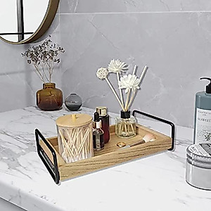 Bathroom Vanity Tray,Dorhors Bathroom Counter Tray Wooden Decorative Tray with Handles for Bathroom,Kitchen,Vanity
