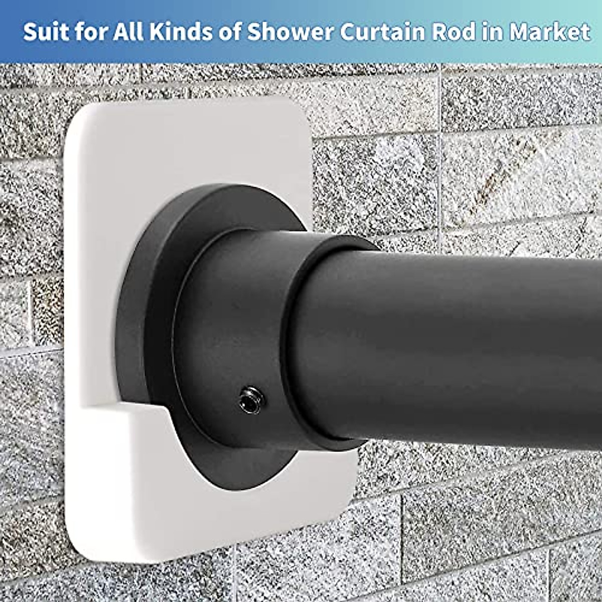 Adhesive Shower Curtain Rod Tension Holder,Shower Curtain Rod Holder,Shower Rod Mount Retainer | No Drilling | Stick On | 2 Pack(Shower Curtain Rod Not Included)