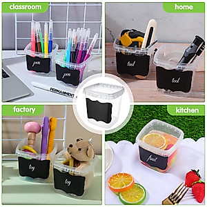 Jinei 50 Pcs Plastic Deli Containers with Lids Clear Square Food Storage Containers Stackable Airtight Square Container with Lids with 9 Labels and Marker for Kitchen Storage Meal Take out (8 oz)