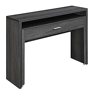 Convenience Concepts Newport JB Console/Sliding Desk with Drawer and Riser, Charcoal Gray