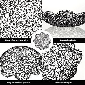 Hemoton Decorative Bowls for Home Decor and Centerpieces- Gold Vegetable Fruit Bowl for Kitchen Counter, Table Centerpieces for Dining Room and Living Room Decor, Fruit Basket for Kitchen (Black)