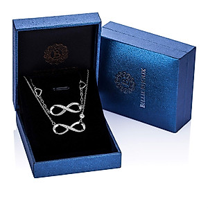 Billie Bijoux 925 Sterling Silver Necklace Bracelet One Sets Forever Love” Infinity Heart Love Jewelry Sets White Gold Plated Diamond Women Necklace